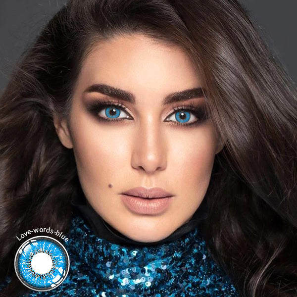 Love Word Blue Crazy Color Contact Lenses【PRESCRIPTION】 – contactlenscolor